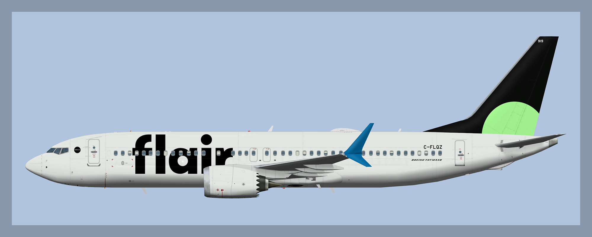 Flair Airlines Boeing 737 MAX8 C-FLQZ (FSP Model) – ATCO Repaints