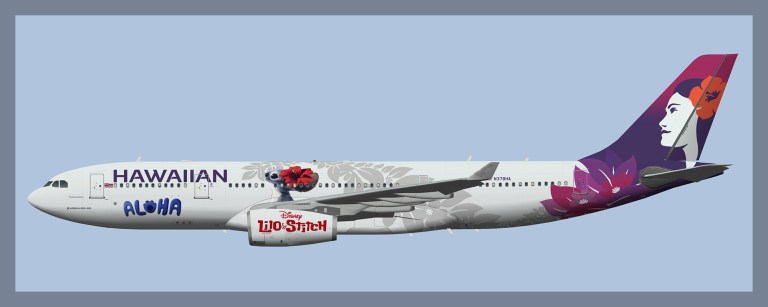 Hawaiian Airlines Airbus A330-200 N378HA Lilo and Stitch – ATCO Repaints