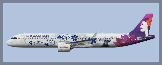 Hawaiian Airlines Airbus A321NEO N216HA Lilo and Stitch – ATCO Repaints
